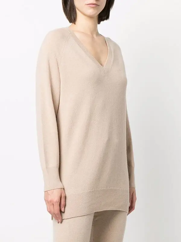 PAULA V-neck Cashmere Jumper - Neutrals