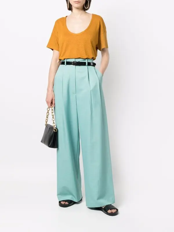 PAULA S V-neck Linen T-shirt - Yellow