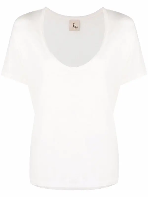 PAULA Linen V-neck T-shirt - White