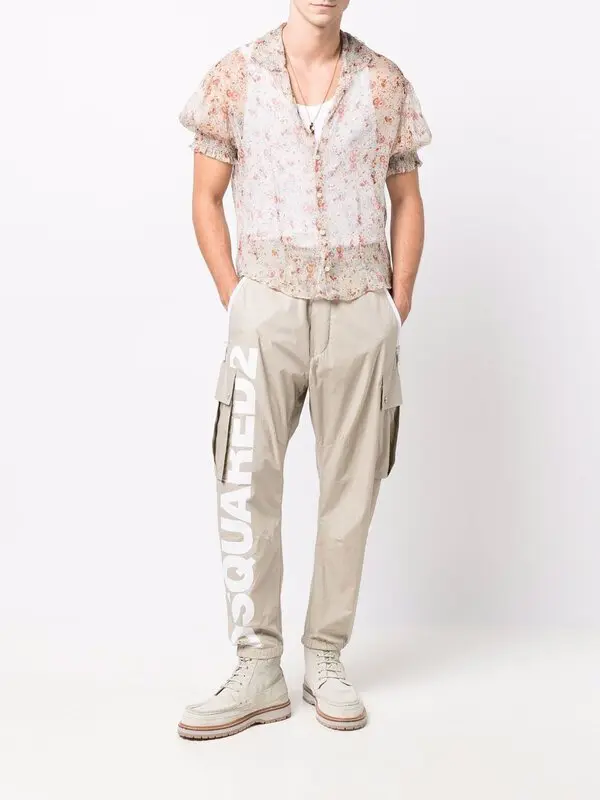 Dsquared2 Sheer Puff-sleeve Floral-print Shirt