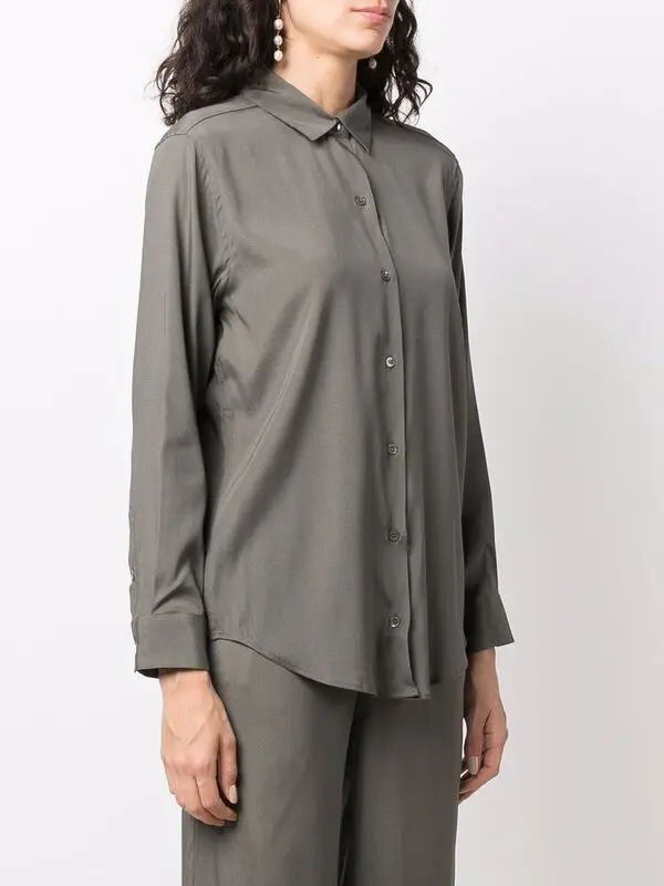 PAULA Long-sleeve Silk Shirt - Green