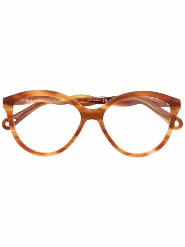 Chloé Wave-arm Round Tortoiseshell Glasses - Brown