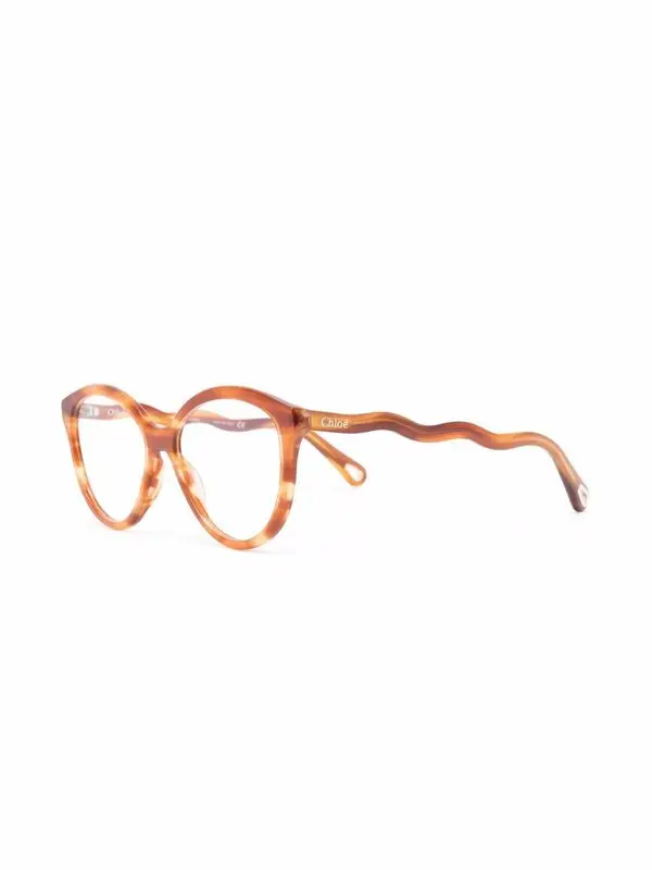 Chloé Wave-arm Round Tortoiseshell Glasses