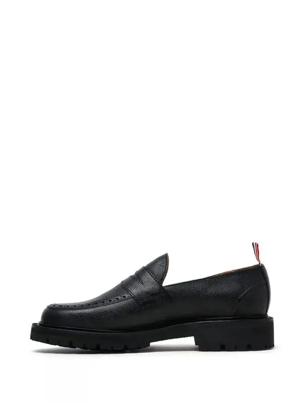 Thom Browne Rwb Stripe Leather Loafers - Black