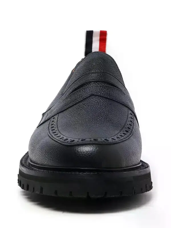 Thom Browne Rwb Stripe Leather Loafers - Black
