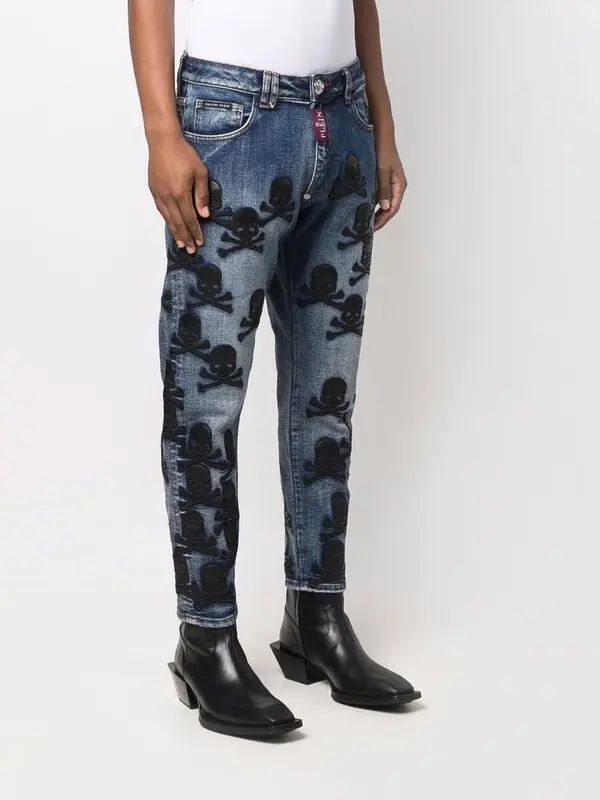 Philipp Plein Skull-patch Tapered Jeans