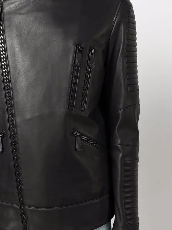 Philipp Plein Crystal Skull Biker Jacket