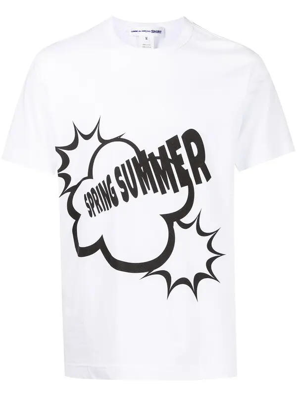 Comme Des Garçons Slogan-print Cotton T-shirt - White