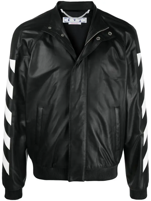 Off-White Diag-stripe Leather Jacket