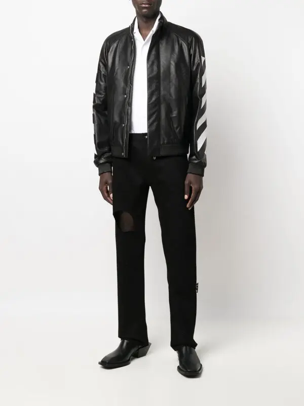 Off-White Diag-stripe Leather Jacket