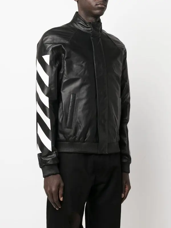 Off-White Diag-stripe Leather Jacket