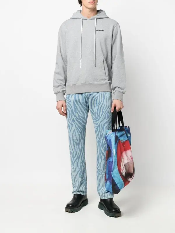 Off-White Logo-embroidered Organic Cotton Hoodie