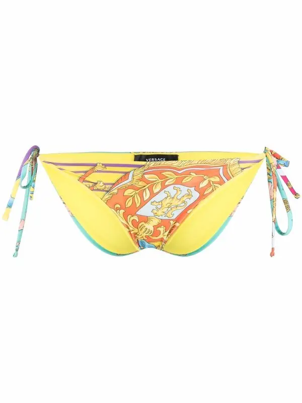 Versace Baroque Print Bikini Bottom - Yellow