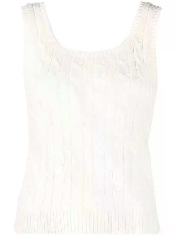 Ralph Lauren Cable-knit Scoop-neck Top - Neutrals