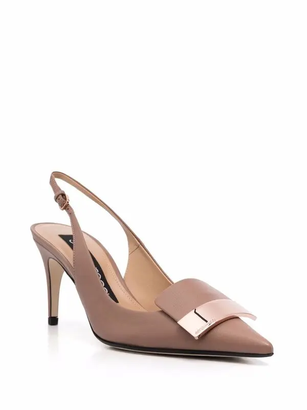 SERGIO ROSSI Plaque-detail Slingback Pumps - Neutrals