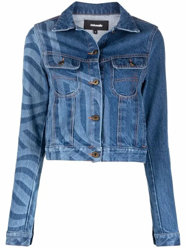 Ahluwalia Laser-print Denim Trucker Jacket - Blue