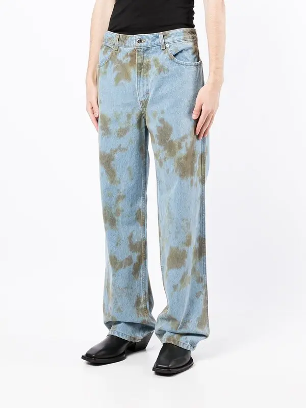 Eckhaus Latta Smudge-Wash Straight-Leg Jeans In Blue - 50% Off 