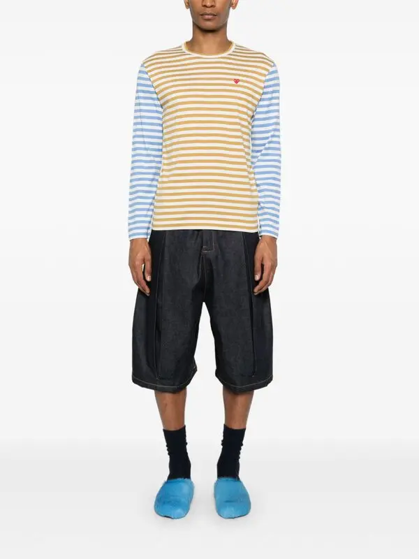 Play Comme Des Garcon Striped Long-sleeve T-shirt - Blue