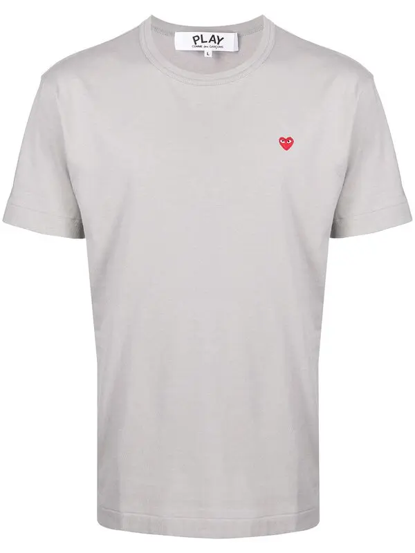 Play Comme Des Garcon Heart-patch Short-sleeve T-shirt - Grey