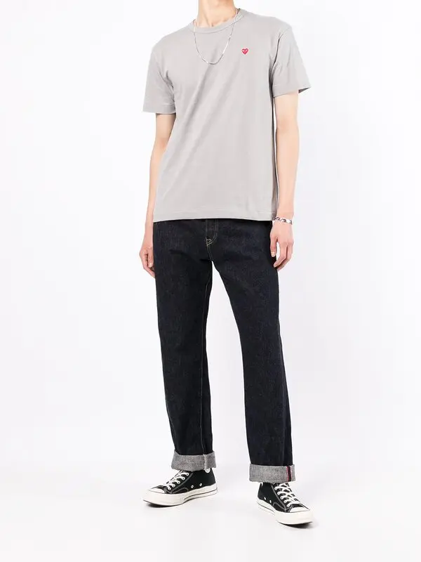 Play Comme Des Garcon Heart-patch Short-sleeve T-shirt - Grey
