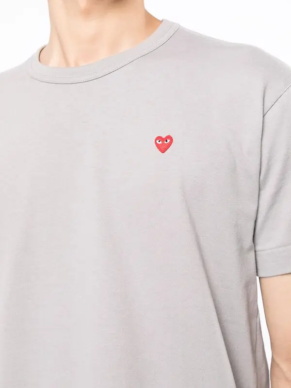 Play Comme Des Garcon Heart-patch Short-sleeve T-shirt - Grey