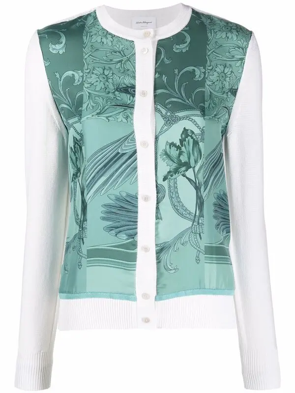 FERRAGAMO Floral-print Buttoned Cardigan - White