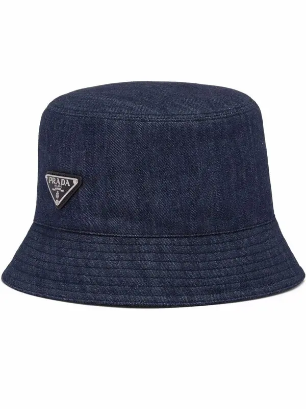 Prada Triangle-logo Denim Bucket Hat - Blue