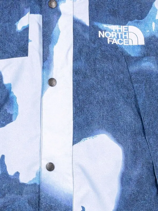Supreme X The North Face Bleached Denim Print Mountain Jacket - Blue
