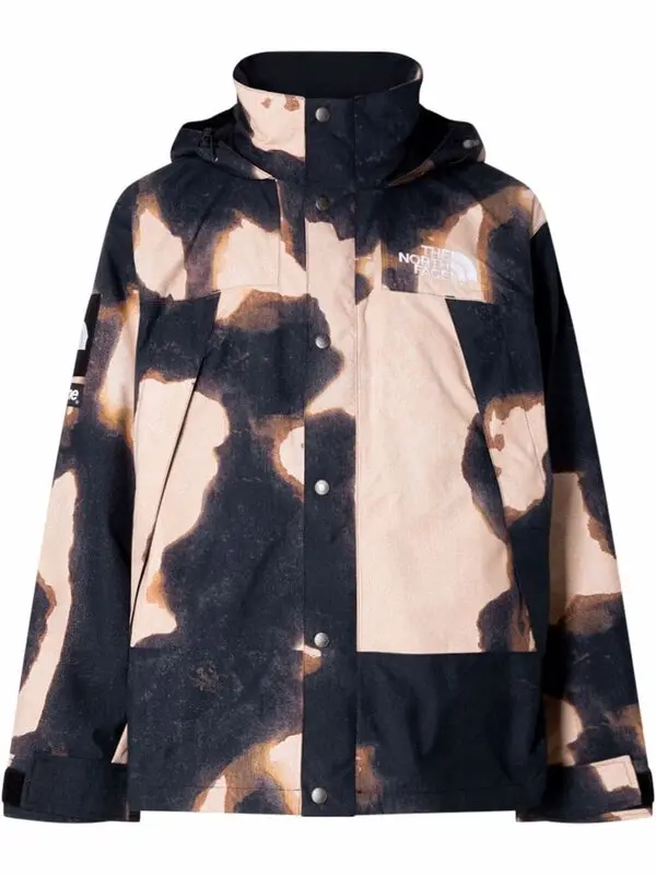Supreme X The North Face Bleached Denim Print Mountain Jacket - Brown