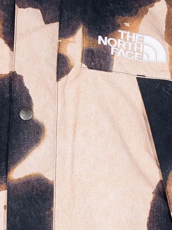Supreme X The North Face Bleached Denim Print Mountain Jacket - Brown