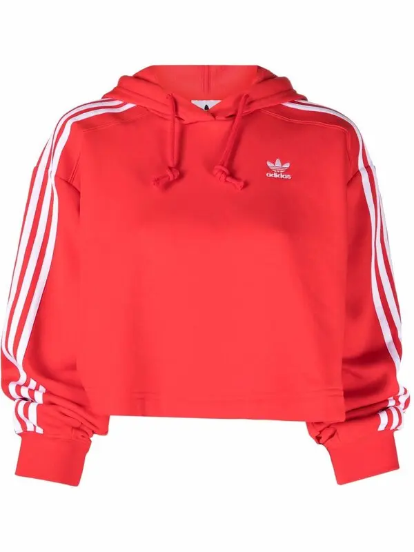 Adidas Trefoil-detail Cropped Hoodie