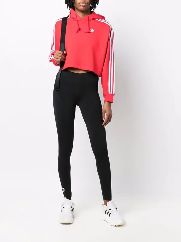 Adidas Trefoil-detail Cropped Hoodie