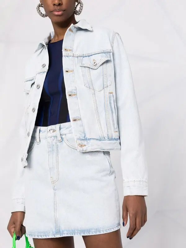 Off-White Logo-print Denim Skirt - Blue