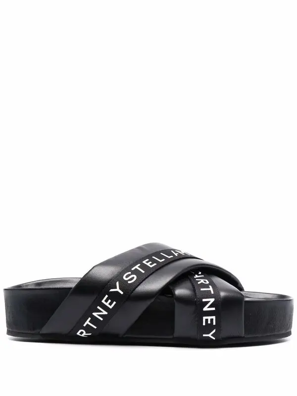 Stella McCartney Logo Tape Platform Sandals - Black
