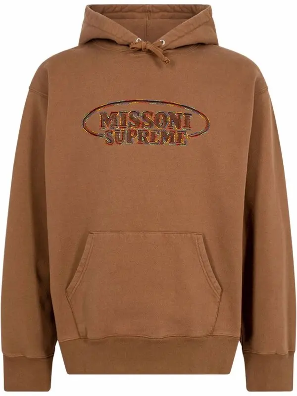Supreme X Missoni Logo-embroidered Hoodie - Brown
