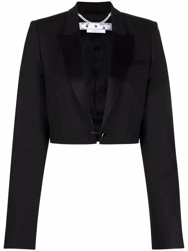 Off-White Cropped Tuxedo Blazer