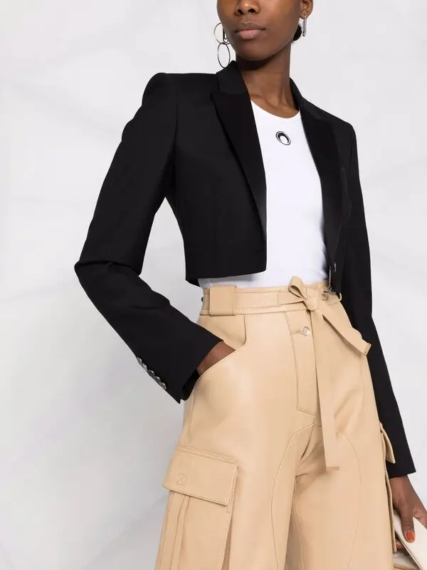 Off-White Cropped Tuxedo Blazer