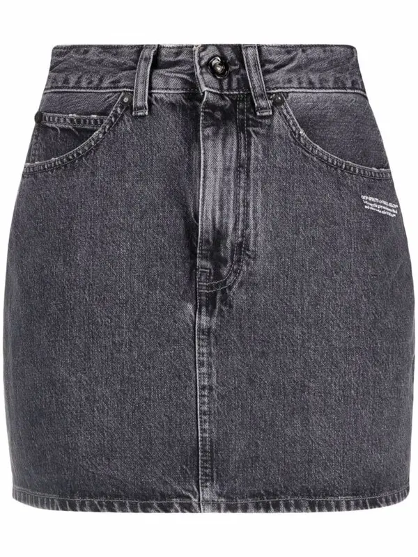 Off-White Logo-print Denim Skirt - Grey