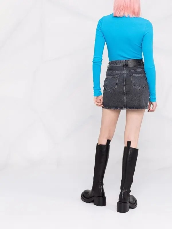 Off-White Logo-print Denim Skirt - Grey