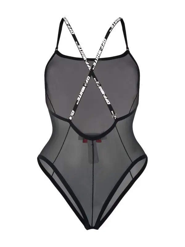Off-White Mesh Bodysuit With Logo Straps