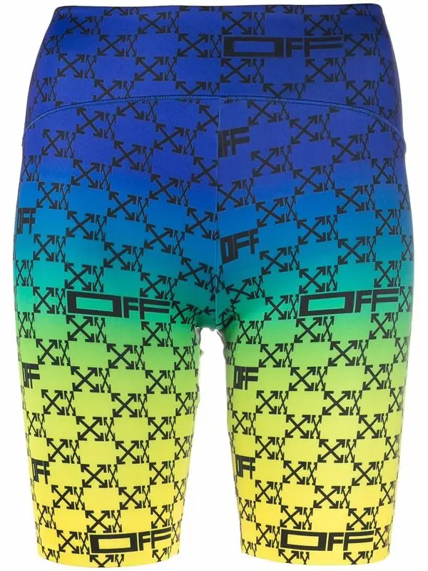 Off-White Arrows Print Biker Shorts - Green