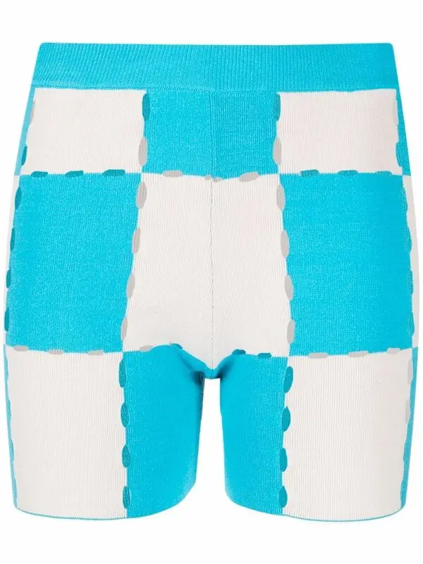 Jacquemus Patchwork Check Shorts - Blue