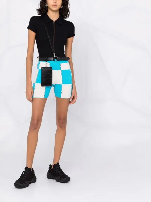 Jacquemus Patchwork Check Shorts - Blue