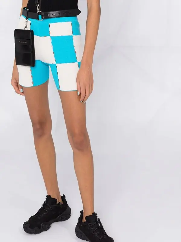 Jacquemus Patchwork Check Shorts - Blue
