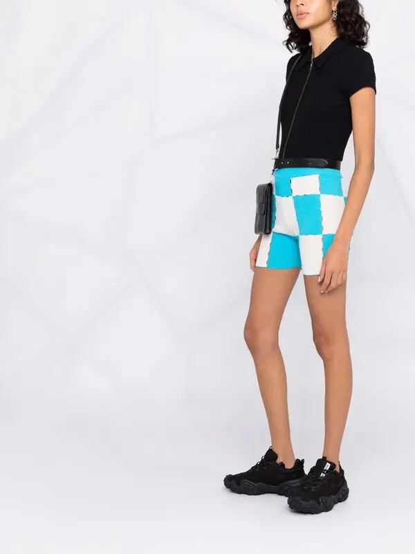 Jacquemus Patchwork Check Shorts - Blue