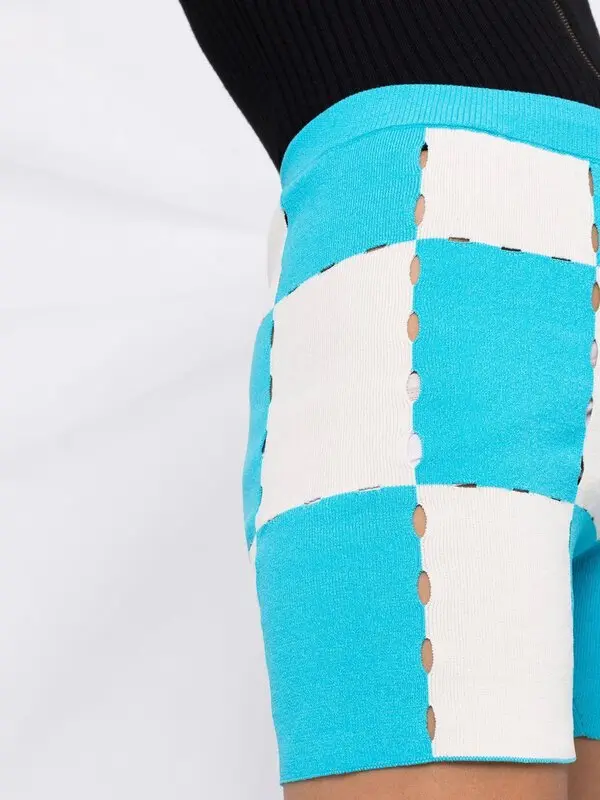 Jacquemus Patchwork Check Shorts - Blue