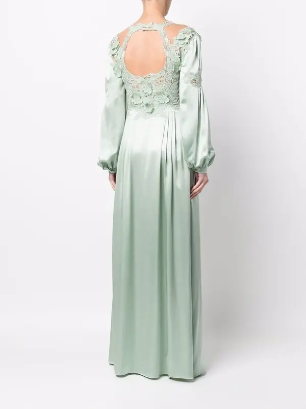Alberta Ferretti Floral Lace-detail Silk Gown