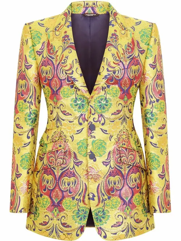 Dolce & Gabbana Patterned Jacquard Suit Jacket - Yellow