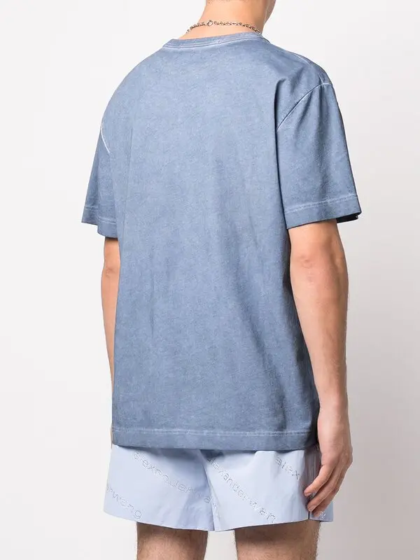 Alexander Wang Acid Wash Logo-Print T-Shirt In Blue - 59% Off