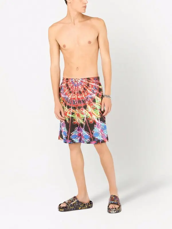 Dolce & Gabbana Graphic-print Swim Shorts - Black